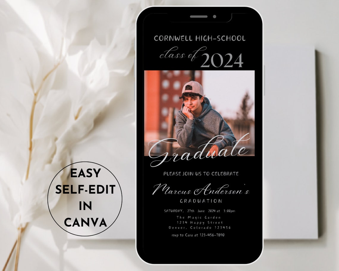 Digital Graduation Party Invite Template, Electronic Graduation ...