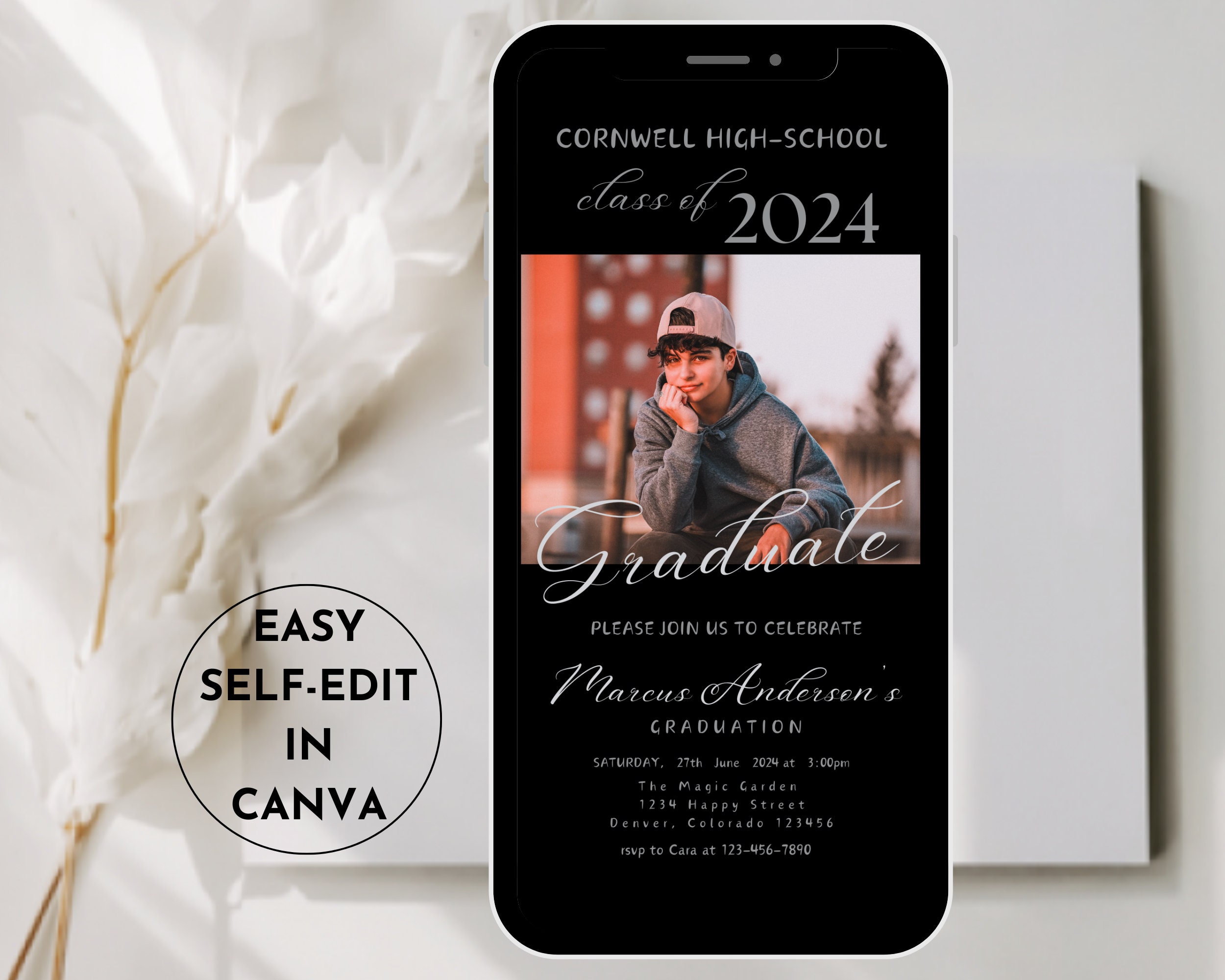 Digital Graduation Party Invite Template, Electronic Graduation ...