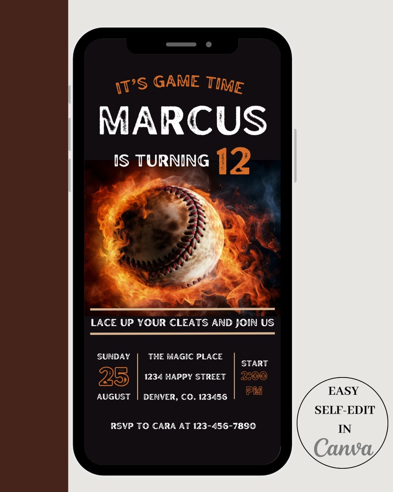 Baseball Digital Birthday Invitation, Baseball Party, Sports Invitation ...