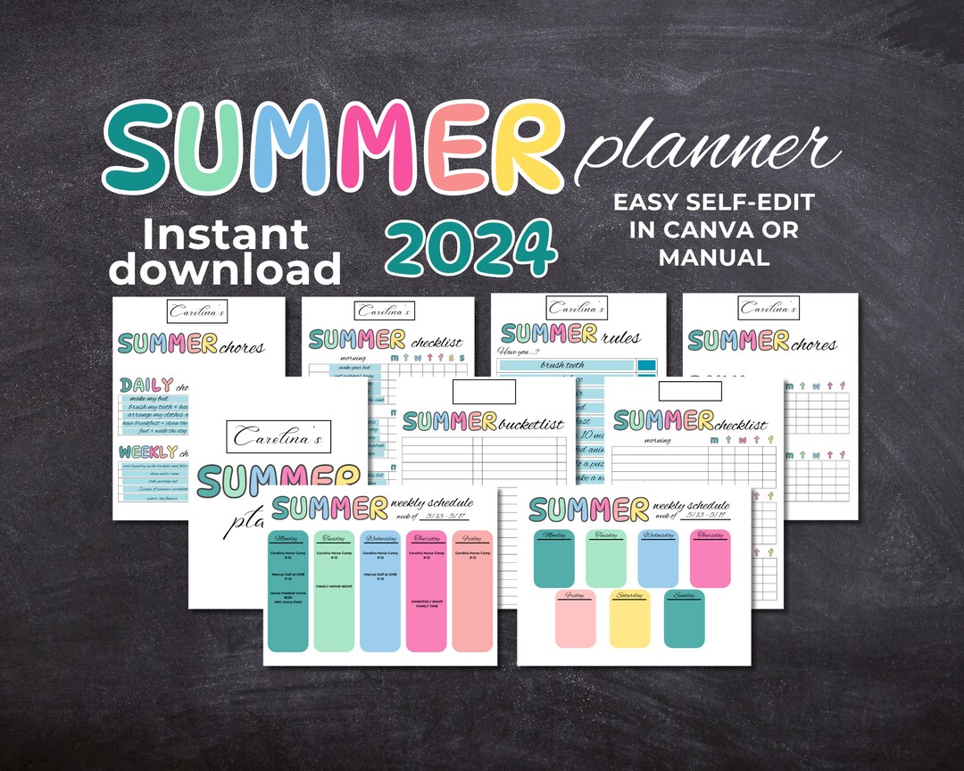 SUMMER 2024 Planner Bundle, Summer Calendar, Summer Checklist, Summer ...