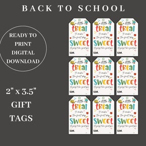Back to School Gift Tags, Printable First Day of School Treat Bag Tag ...