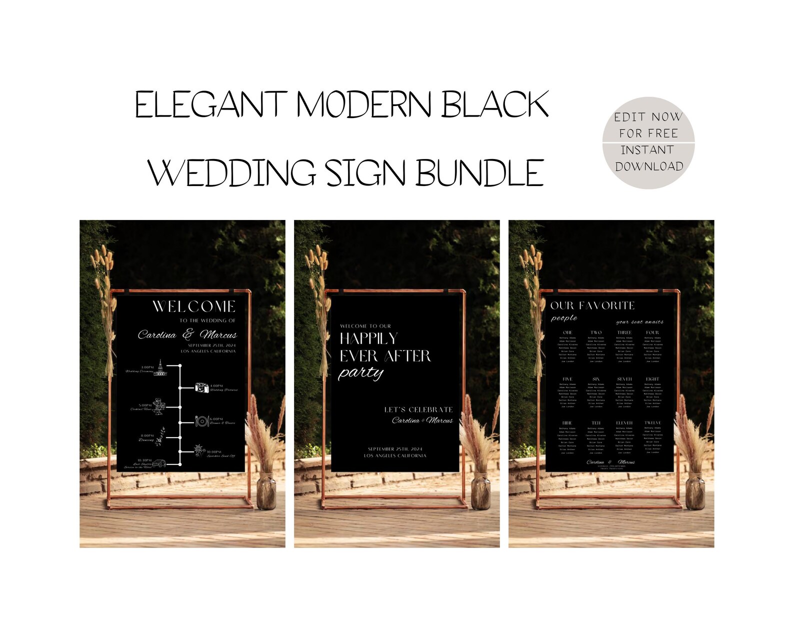 Wedding Sign Bundle - Welcome Sign, Seating Chart, Reception Welcome ...