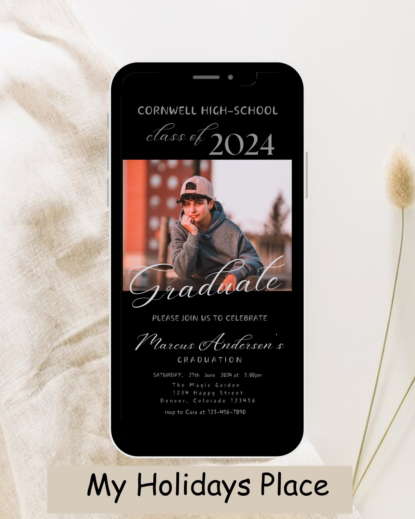 Digital Graduation Party Invite Template, Electronic Graduation ...