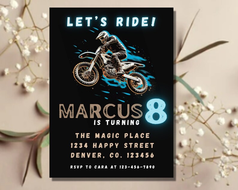 Printable Motocross Dirt Bike Party Birthday Invitation, Motocross ...