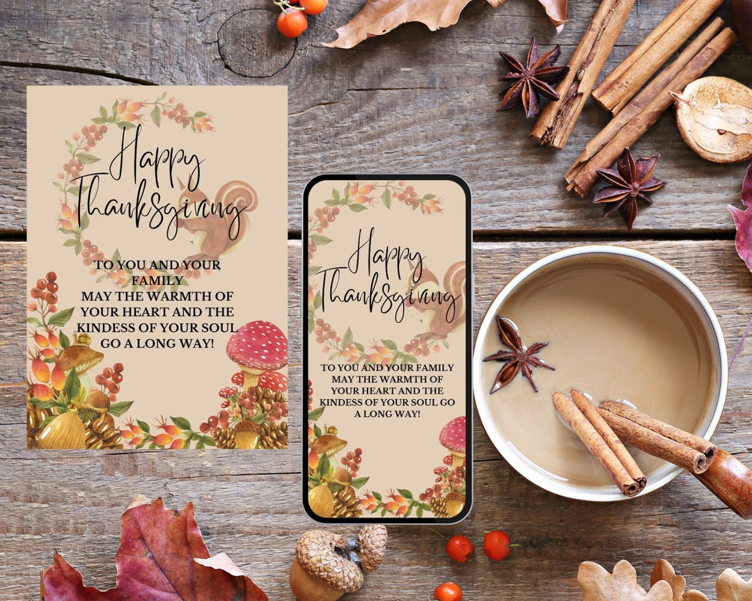 Thanksgiving Printable Card,digital Smartphone Thanksgiving Card,fall ...