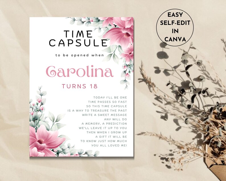 Time Capsule Sign With Matching Printable Message Cards, Editable Sign ...