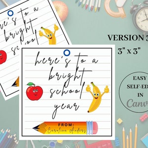 Digital Back to School My Teacher Editable Gift Tag, Bright School Year ...