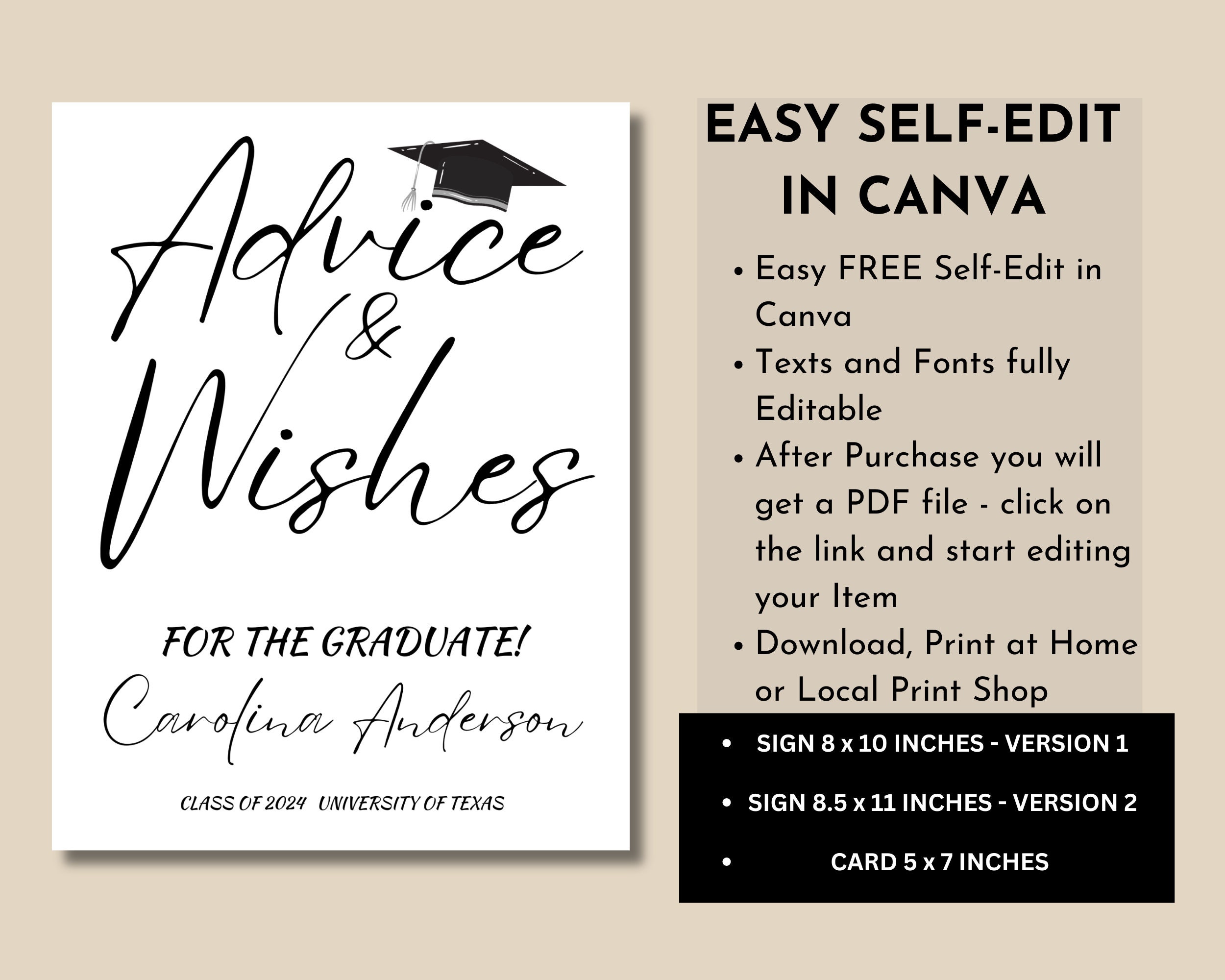 Graduation Advice & Wishes, Printable Graduation Advice Cards, Custom ...