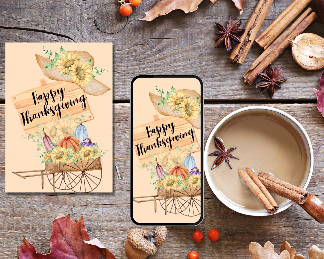 Thanksgiving Printable Card,digital Smartphone Thanksgiving Card,fall ...