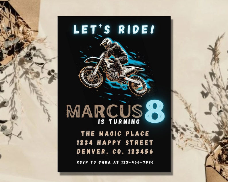 Printable Motocross Dirt Bike Party Birthday Invitation, Motocross ...