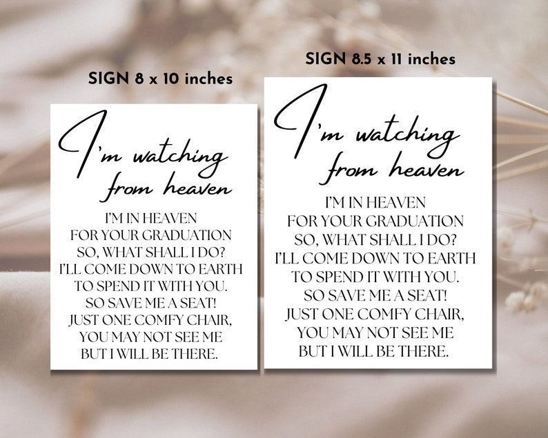 Memorial Graduation Party Printable Sign, Reserved Chair Sign ...