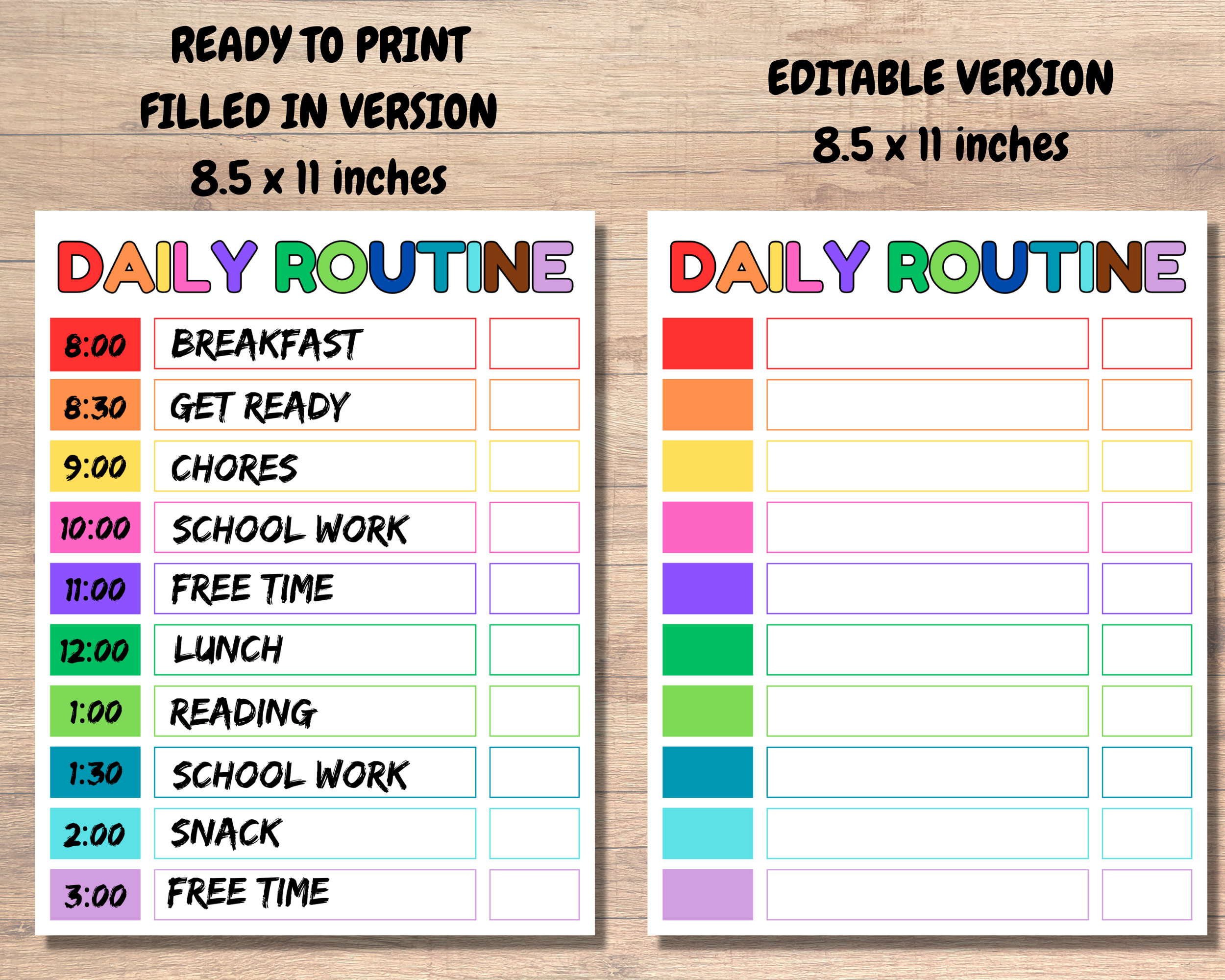 Back to School Daily Routine, Printable Daily Routine, Responsibility ...