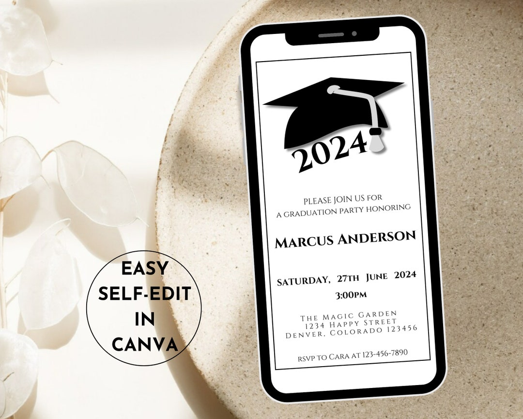 Digital Graduation Party Invite Template, Electronic Graduation ...