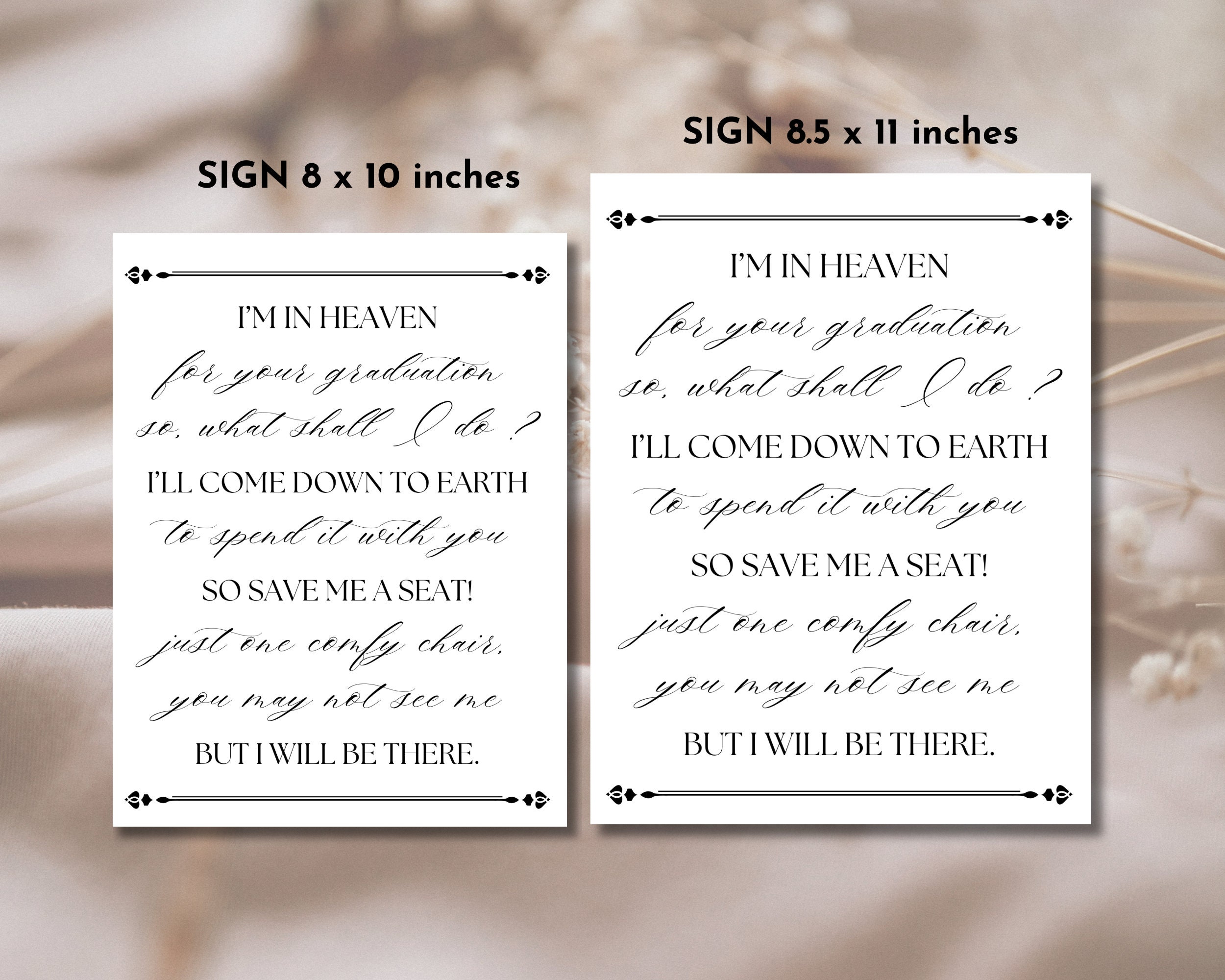 Memorial Graduation Party Printable Sign, Reserved Chair Sign ...