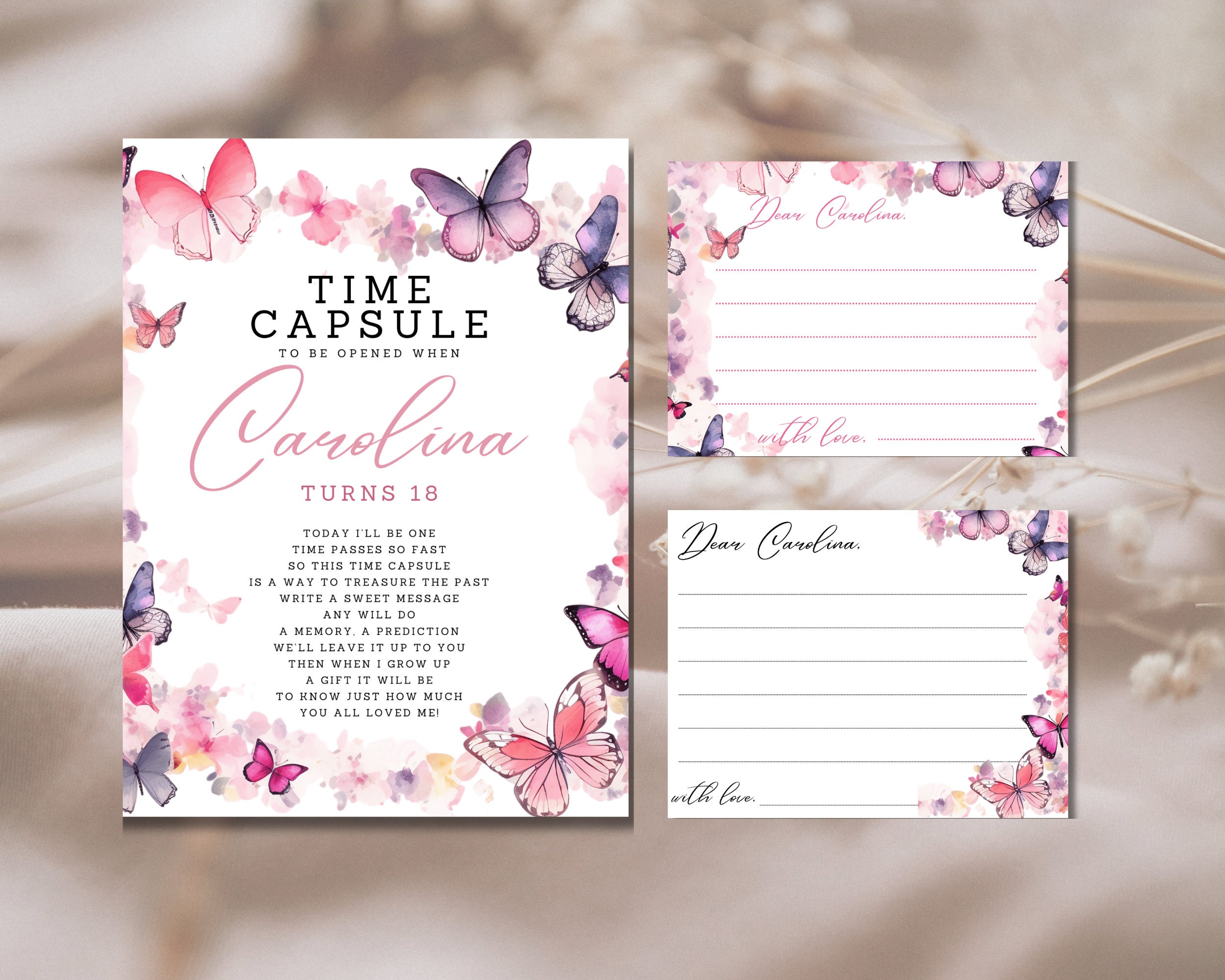Time Capsule Sign With Matching Printable Message Cards, Editable Sign ...