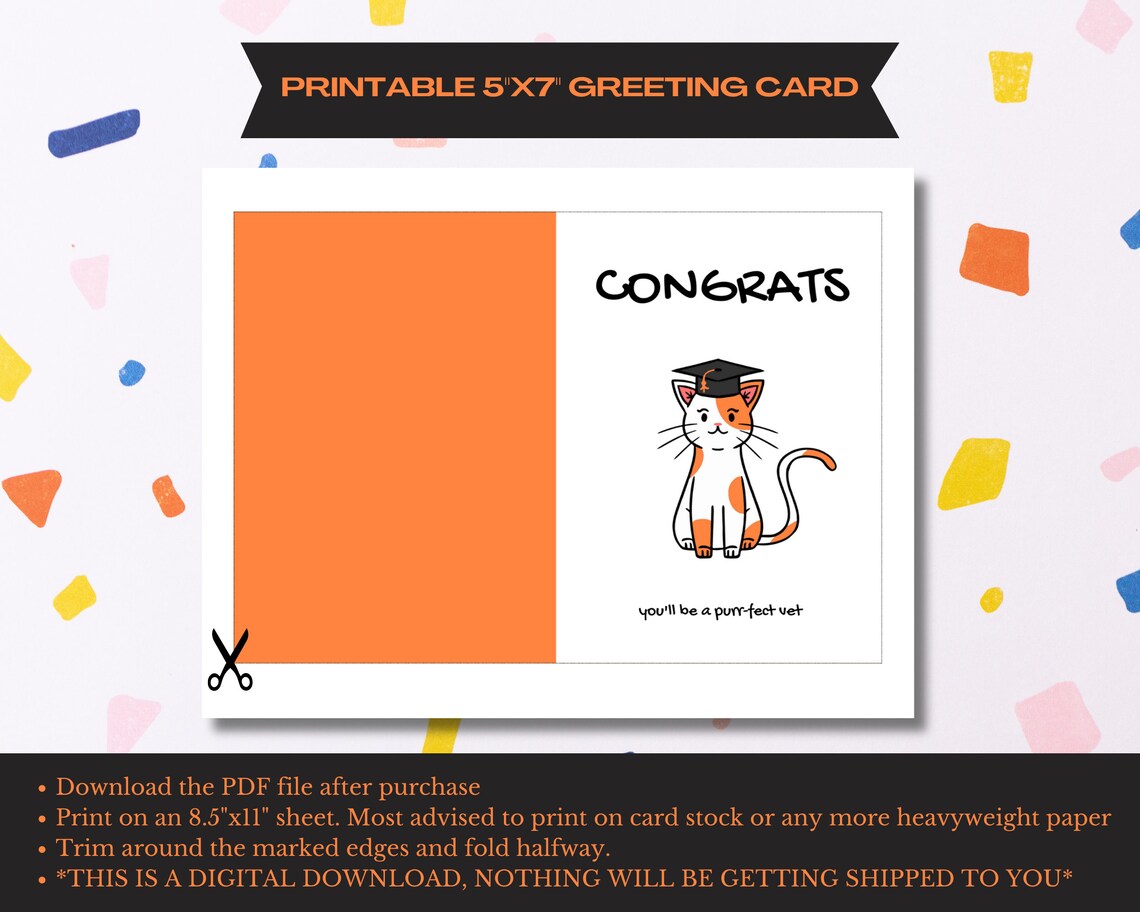 Graduation Digital Card 'CONGRATS - You'll Be a Purr-fect Vet' for ...