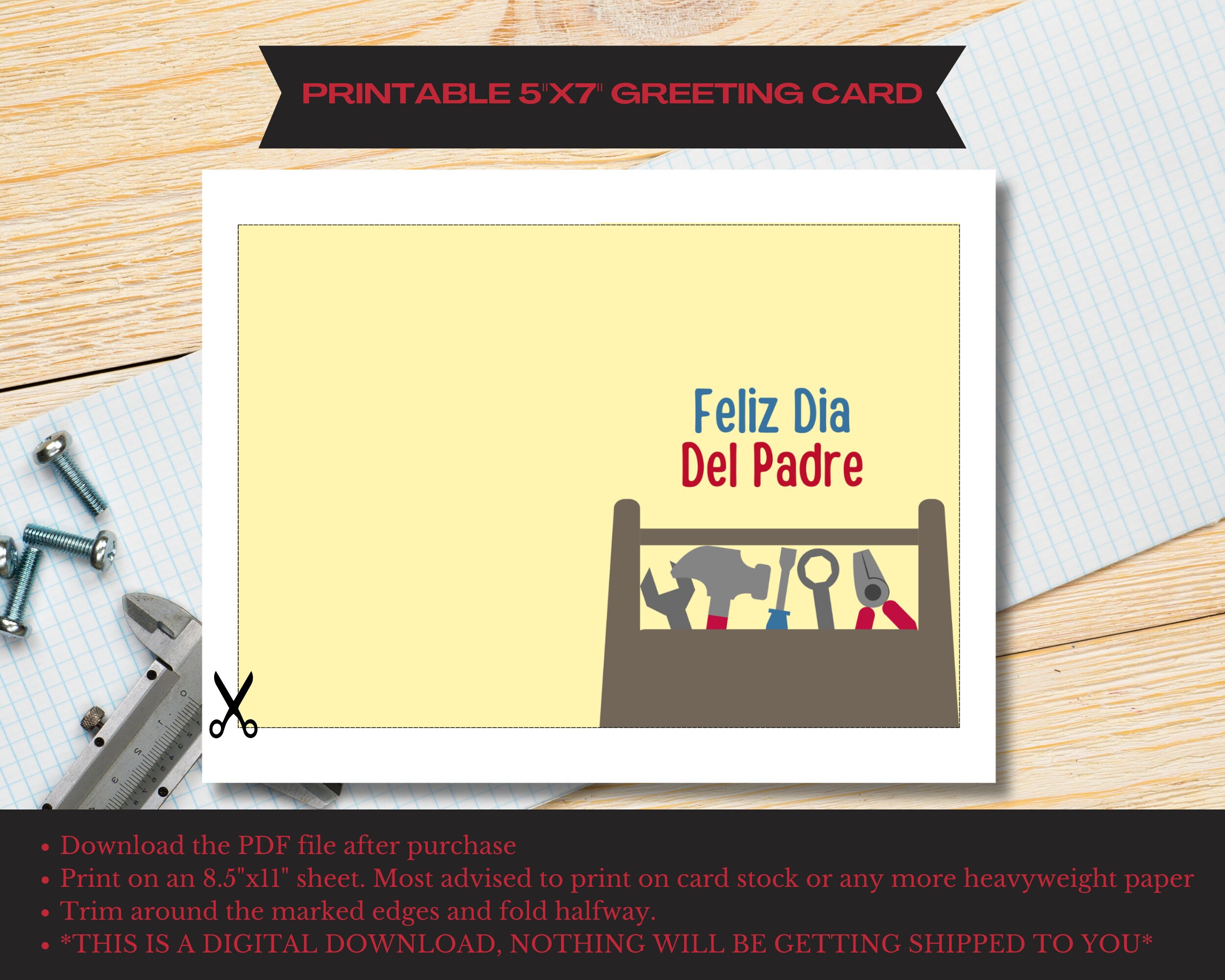Toolbox Father's Day Card for Mechanic Tools Father Card Feliz Dia Del ...