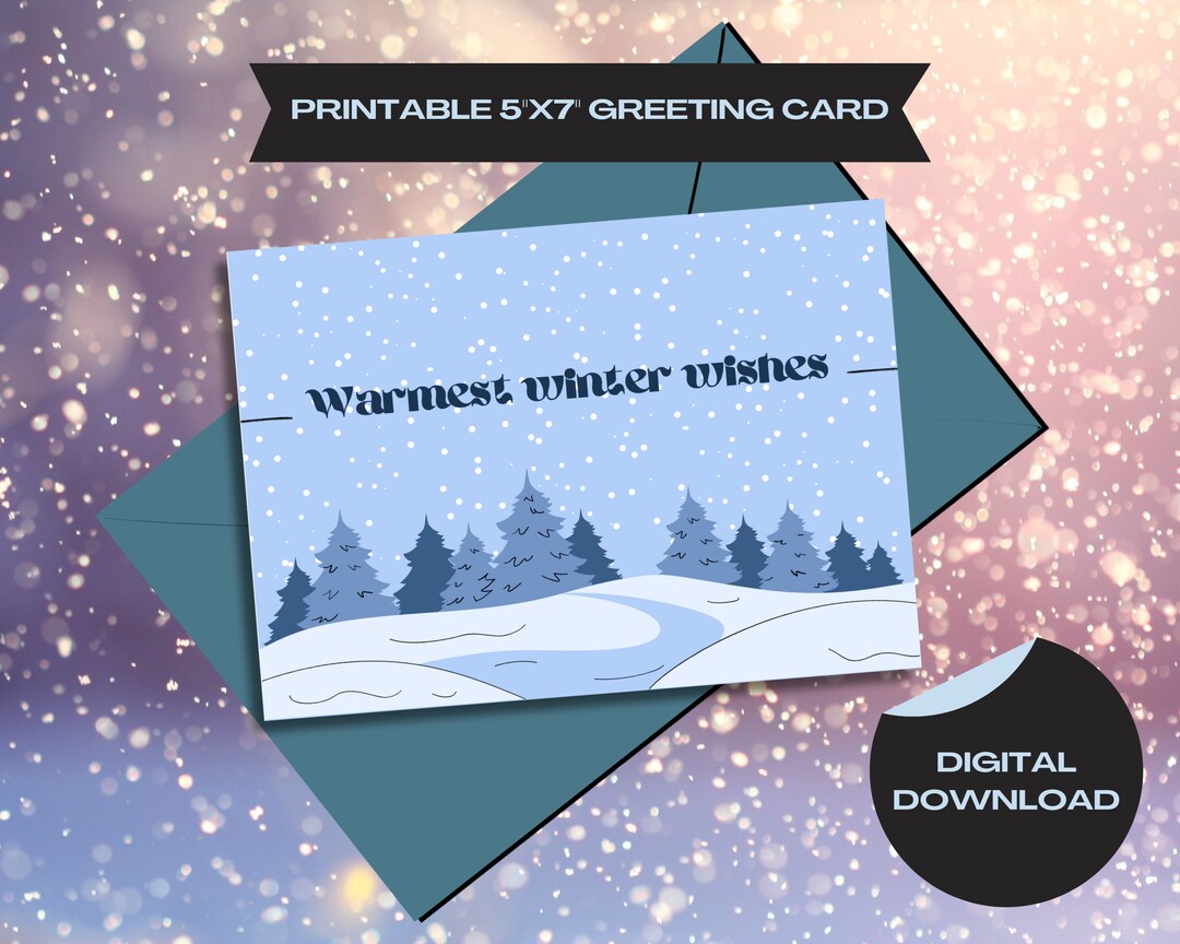 Happy Holidays, Warmest Winter Wishes Card, Winter Holidays Card, Snowy ...
