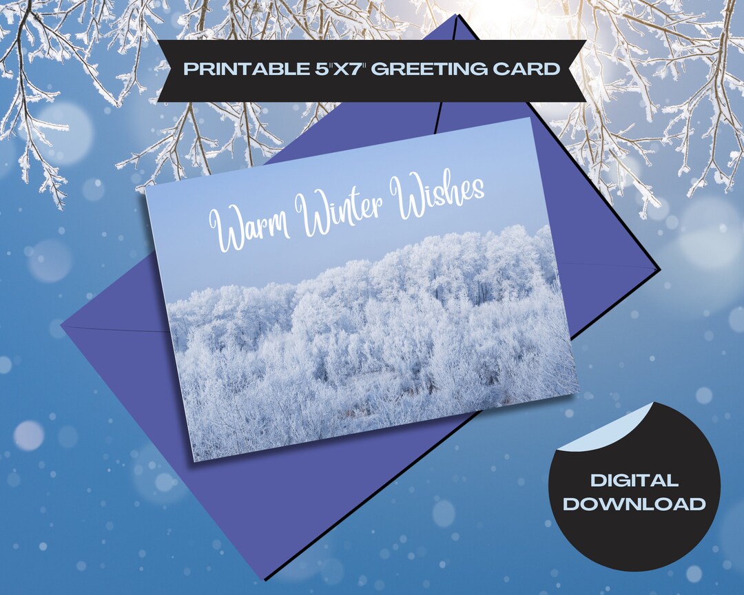 Happy Holidays Card, Warm Winter Wishes Card, Digital Download Card ...