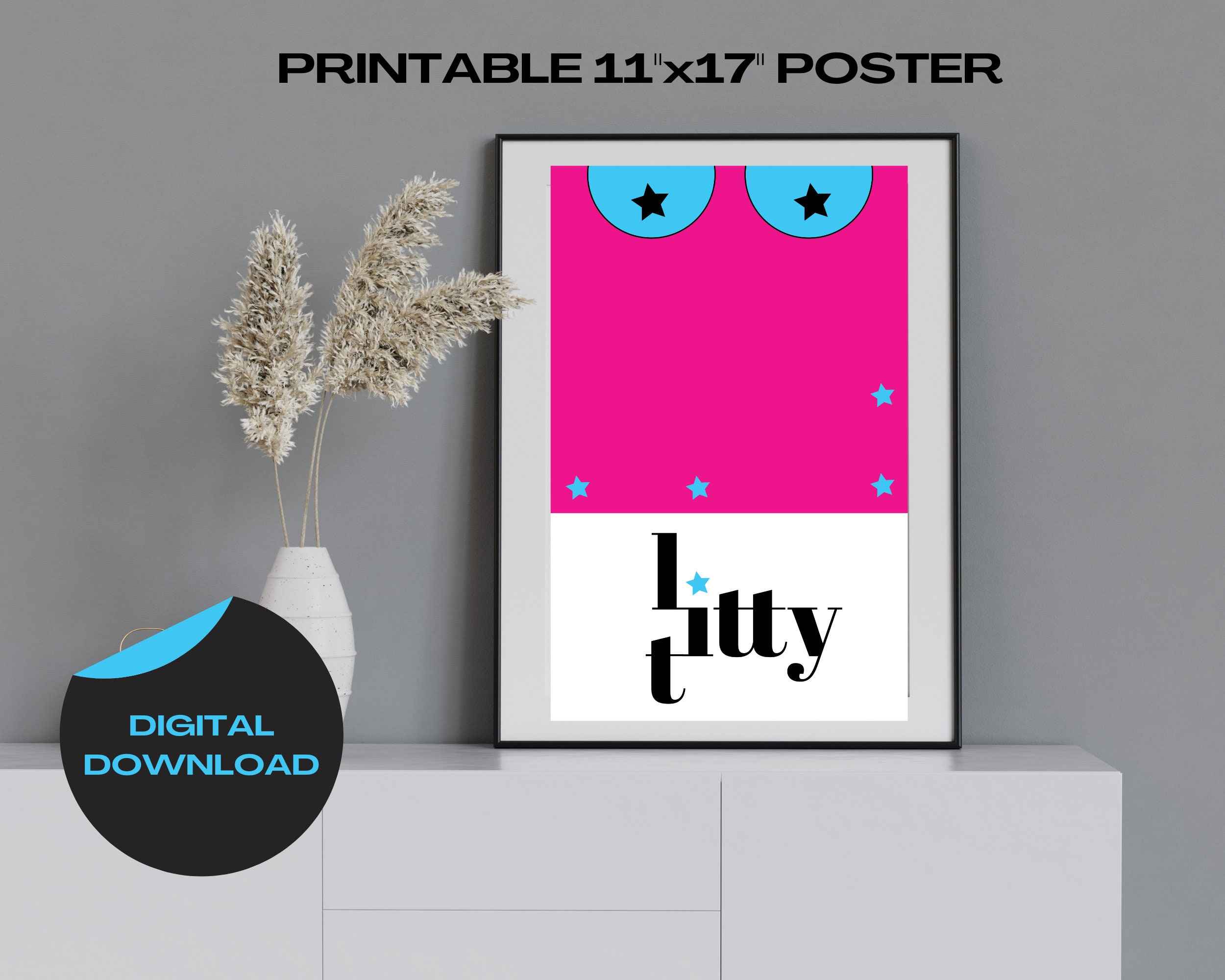 Litty Titty Printable Poster, Abstract Typographic Poster, Bold Colors ...