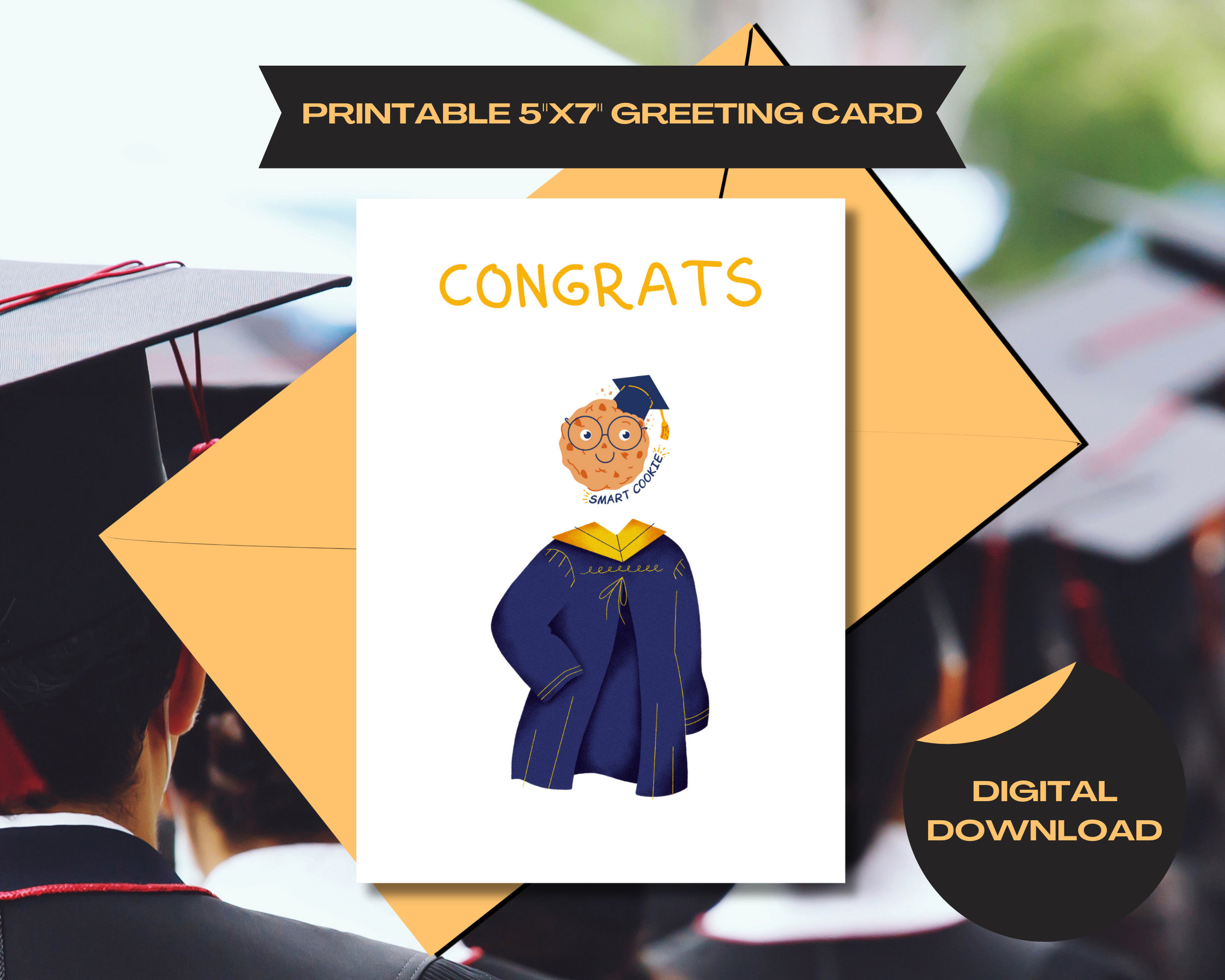 Graduation Card CONGRATS SMART COOKIE - Grad Card for Graduates of ...