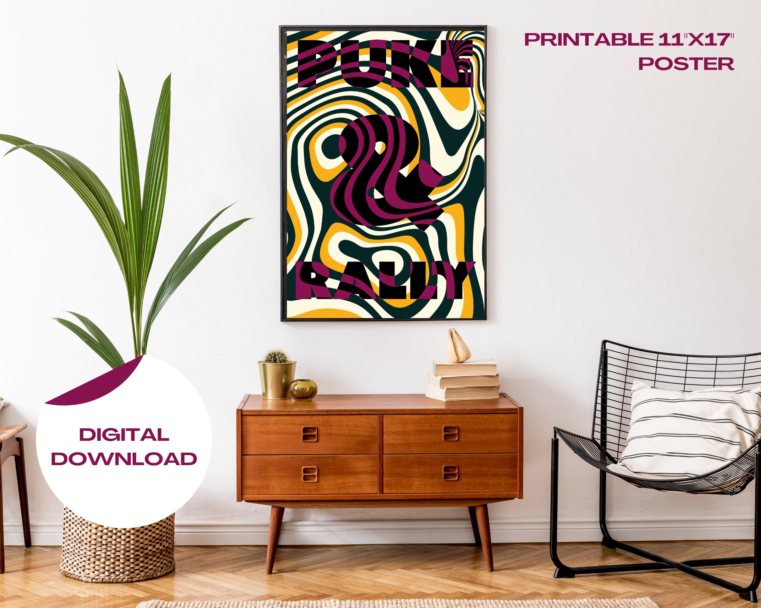 Puke & Rally Printable Poster Digital Download Wall Decor With Cool ...