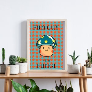 Fun Guy With Fungi Digital Poster With Star Pattern and Vibrating ...