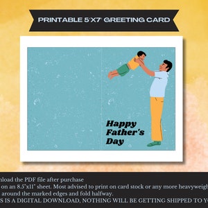 Happy Father's Day Printable Card, Digital Download Fathers Day Card ...