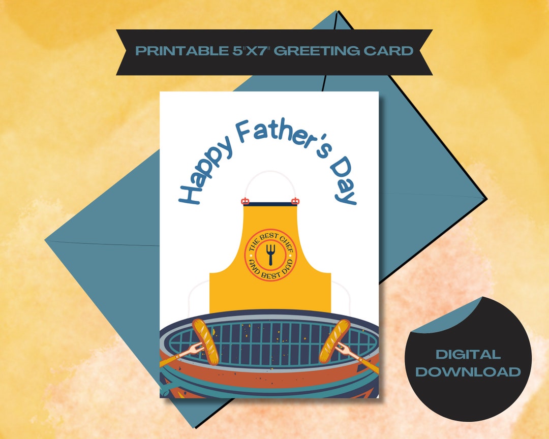 Happy Father's Day Grilling Printable Card for Dad, Stepdad, Grandpa ...