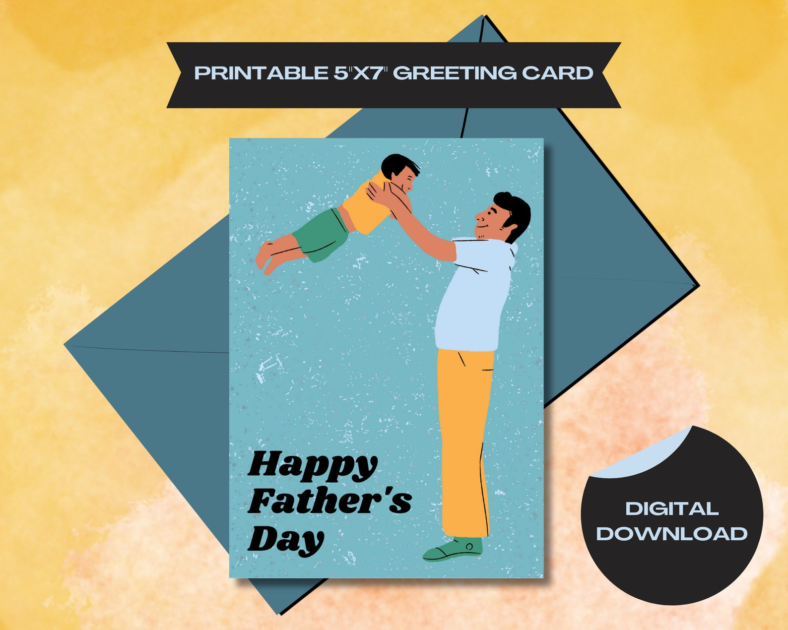 Happy Father's Day Printable Card, Digital Download Fathers Day Card ...