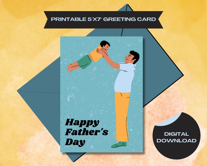 Happy Fathers Day Printable Card Digital Download Etsy