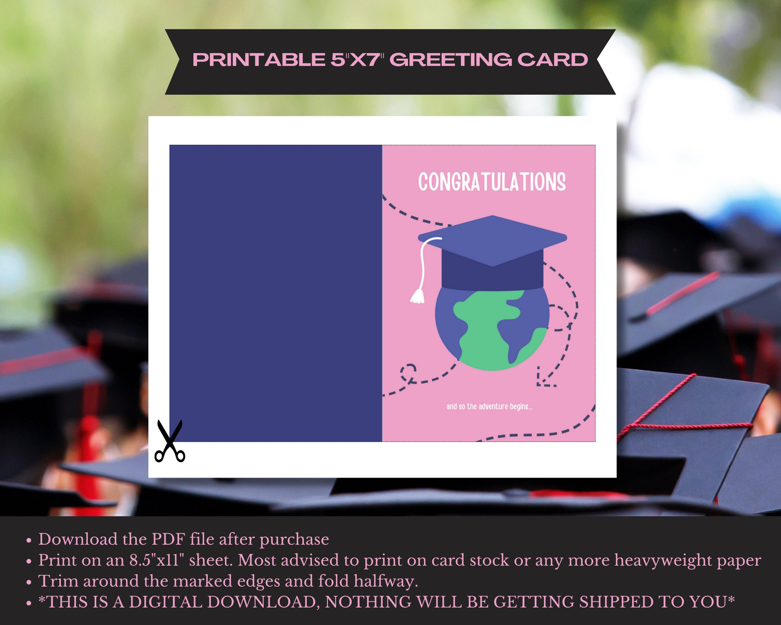 Graduation Card 'CONGRATULATIONS - and so the Adventure Begins ...