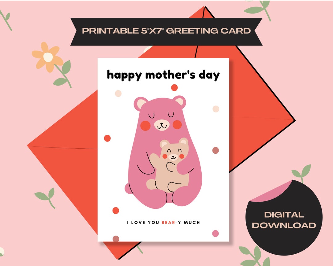 Happy Mother's Day - I Love You Bear-y Much Digital Download - Mother's ...
