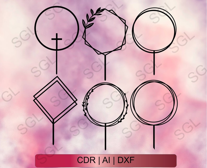 Cake Topper Elements Vector Bundle, Topper SVG Bundle Party, Decor ...