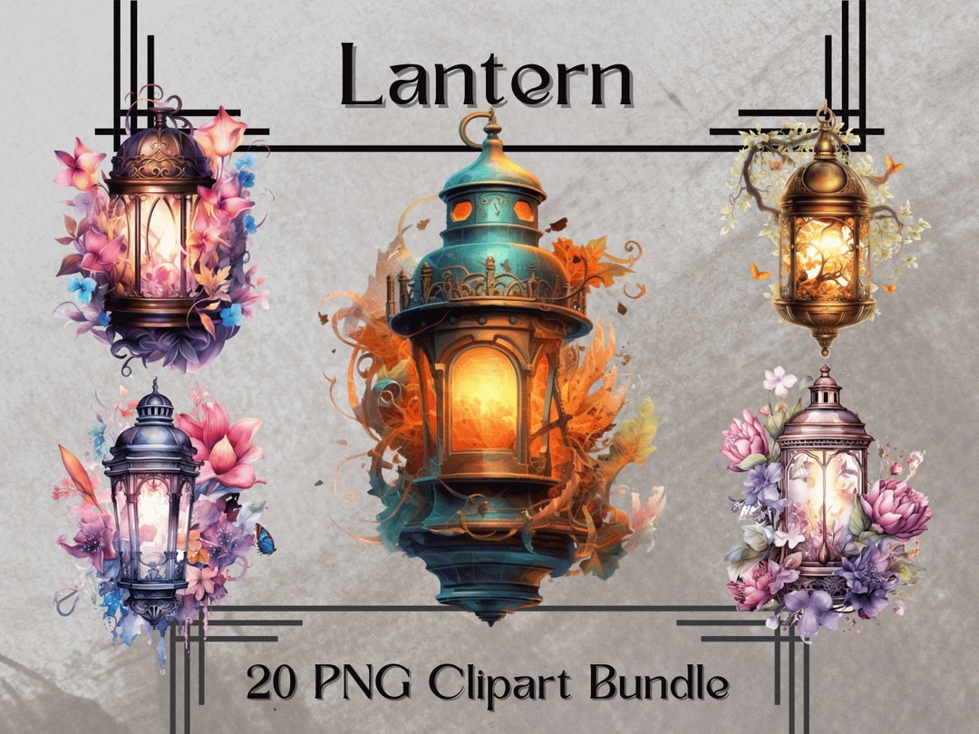 20 Watercolor Lantern Clipart Bundle PNG Lantern PNG Fantasy Lantern ...