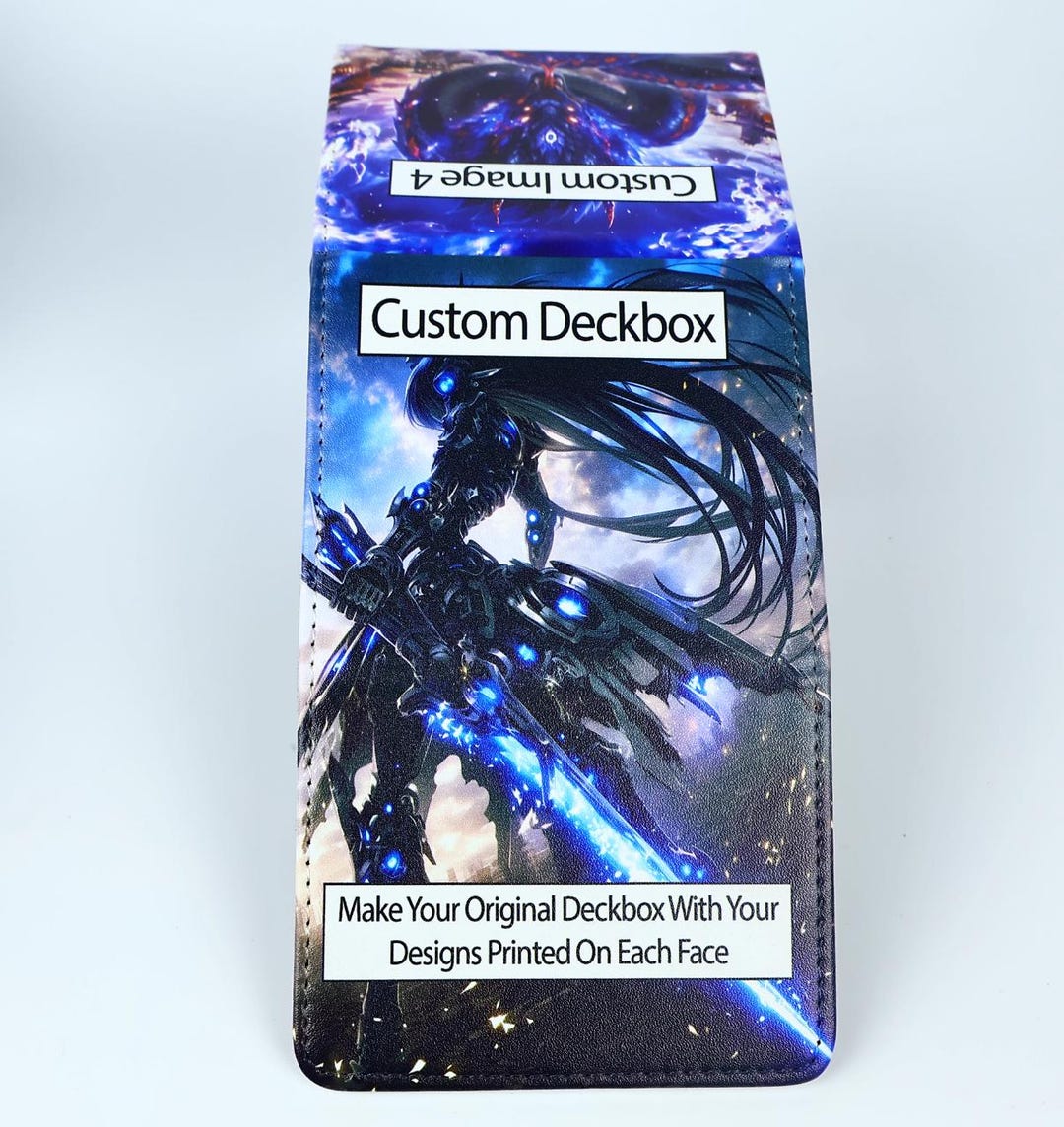 Deck Box Custom Leather TCG Your Designs Printed on the Box One Image ...
