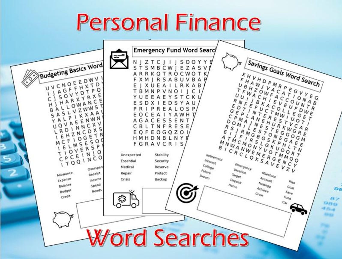 Personal Finance Word Search Printable | Budget & Saving Activity for ...