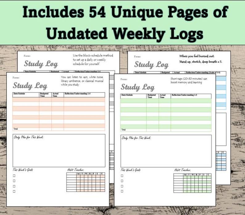 Printable Weekly Study Planner: Student Exam Prep Journal (digital ...