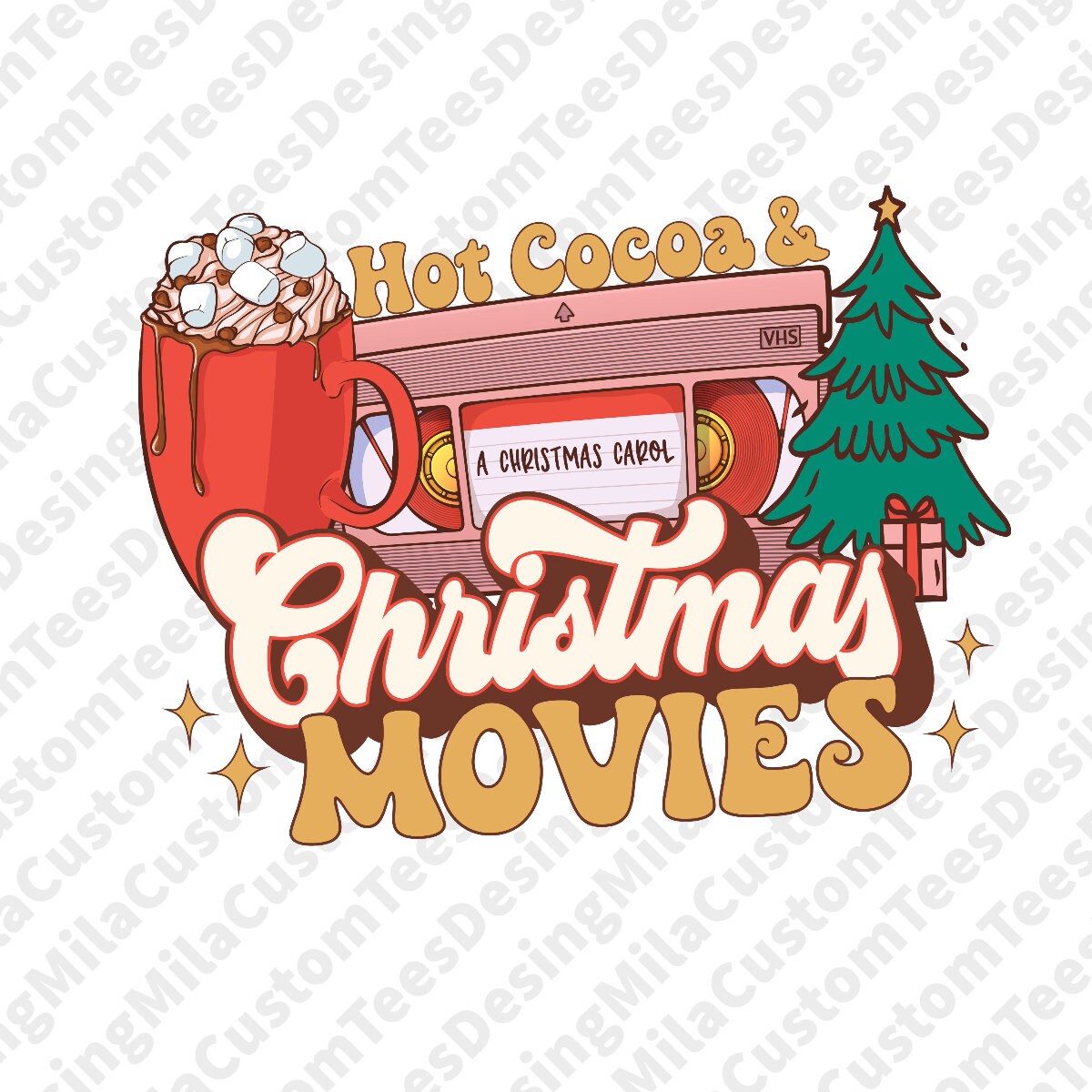 Christmas Movies Png, Hot Cocoa Png, Merry Christmas Png, Retro ...
