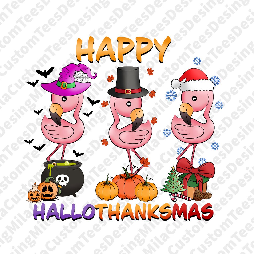 Happy Hallothanksmas Png, Christmas Flamingo Png, Happy Halloween Png ...