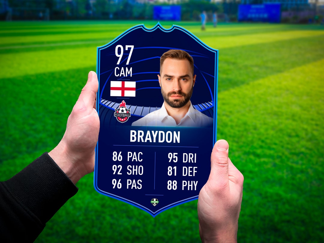 Custom Football Card, Fut Card Blue, Wall Hanging Football Fanatics ...