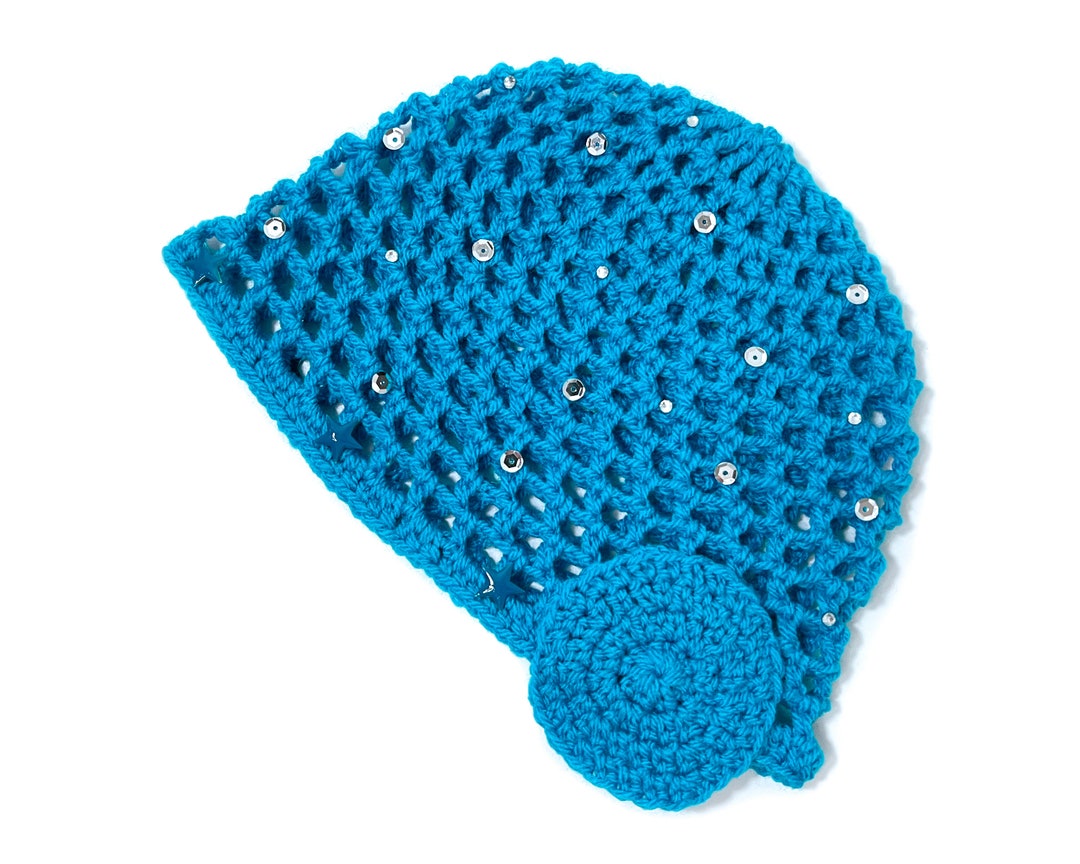Hand-crocheted Retro 70s Skull Cap Hat AZURE - Etsy UK