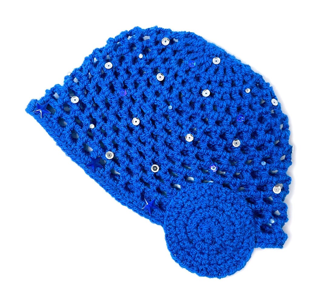 Hand-crocheted Retro 70s Skull Cap Hat | Original Blue | - Etsy