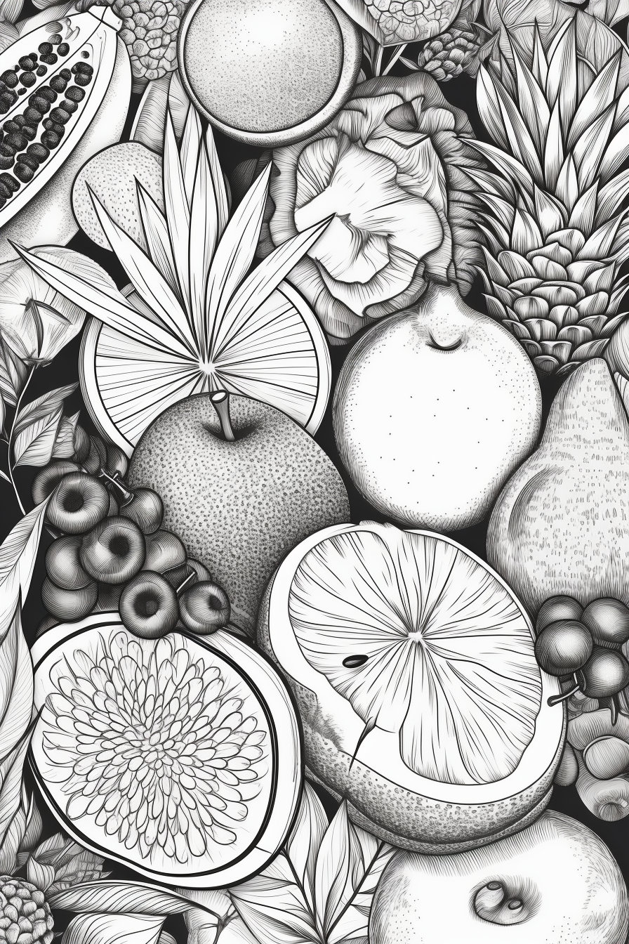 50 Fruit Colouring Pages for Adults, Amazing Patterns for Stress Relief ...