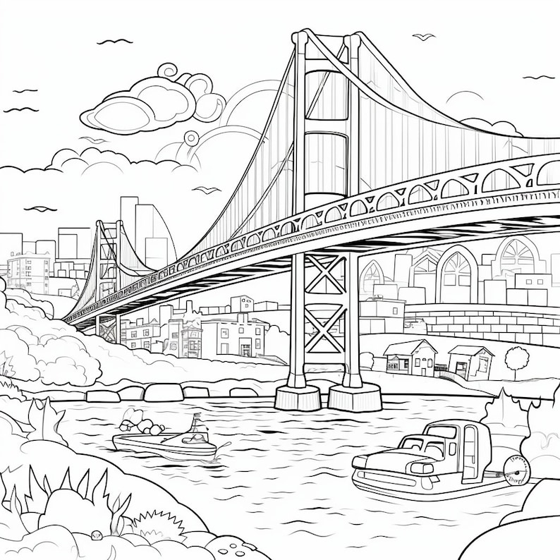 20 Bridges Kids Colouring Pages, Amazing Patterns, Kids Colouring Book ...