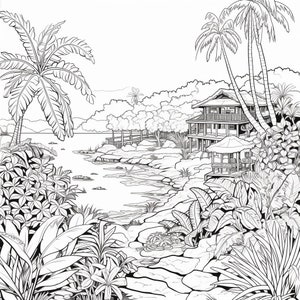 20 Tropical Scenary Kids Colouring Pages, Amazing Patterns, Kids ...
