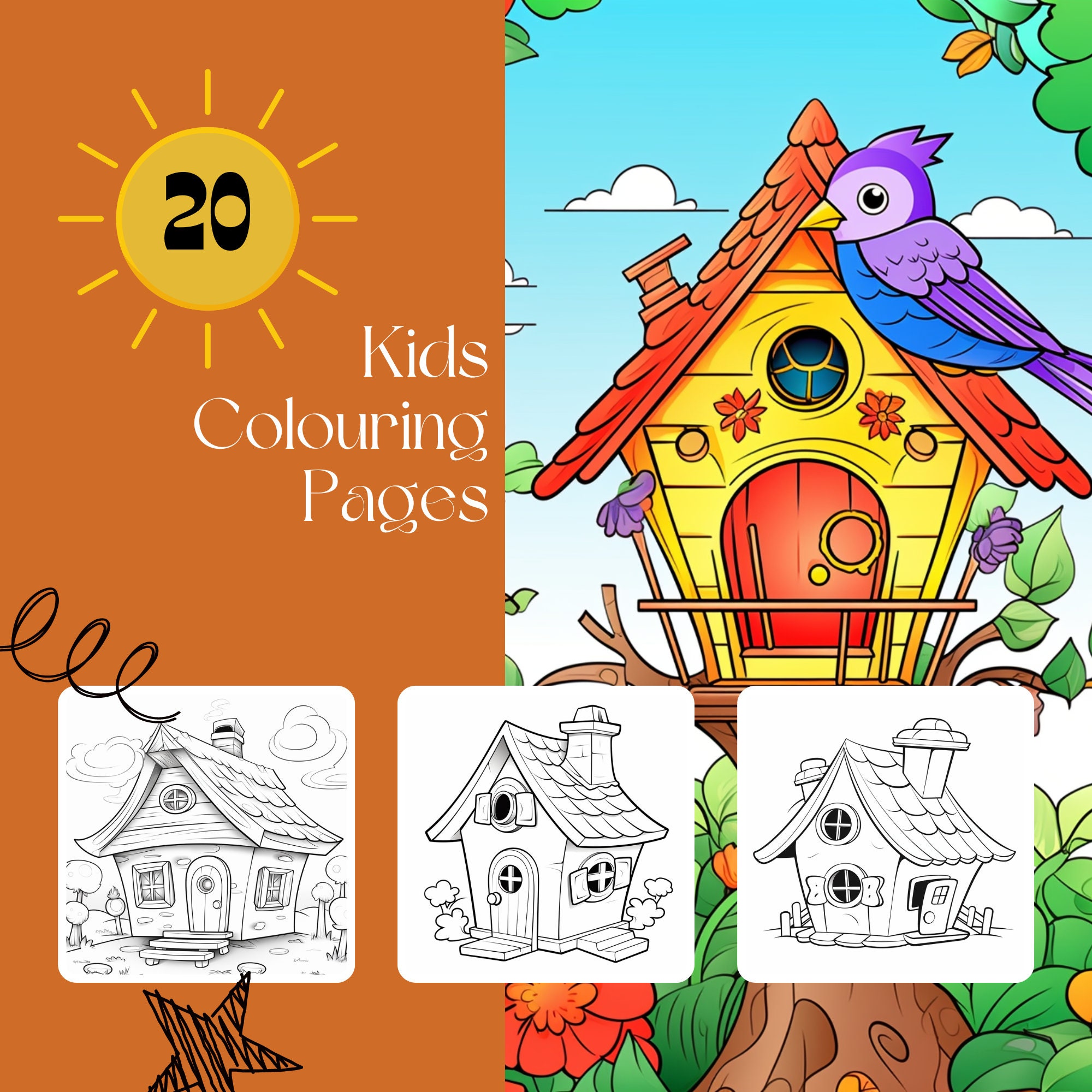 20 Bird House Kids Colouring Pages, Amazing Patterns, Kids Colouring ...