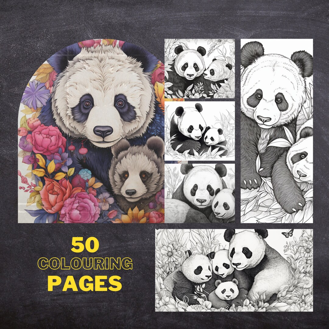 50 Wildlife Pandas Colouring Pages for Adults, Amazing Patterns for ...