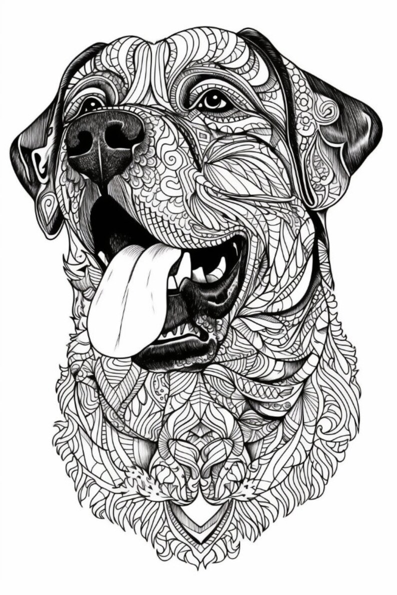30 Rottweilers Colouring Pages, Amazing Patterns, Adult Colouring Book ...