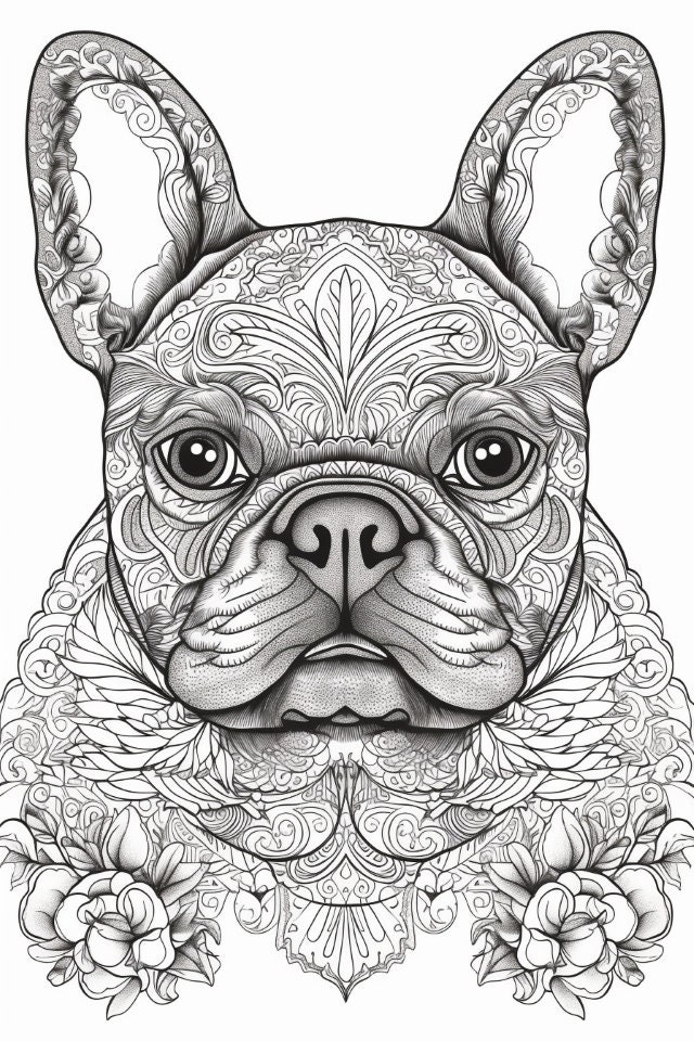 100 French Bulldog Mandala Colouring Page, Amazing Patterns, Adult ...